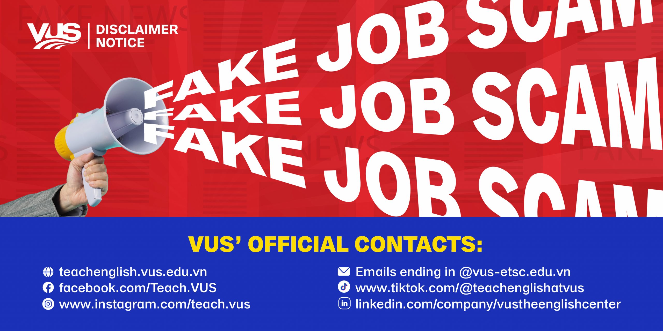 BEWARE OF FAKE JOB POSTINGS IMPERSONATING VUS - VUS